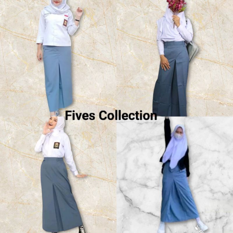 Jual ROK SPAN ABU Rok SPAN BELAH TENGAH Rempel Depan Sekolah Kerja ...
