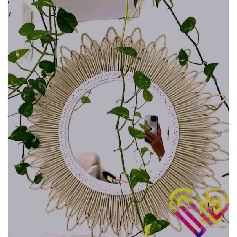 Jual cermin rotan matahari,cermin aesthetic,cermin dinding cantik,kaca ...