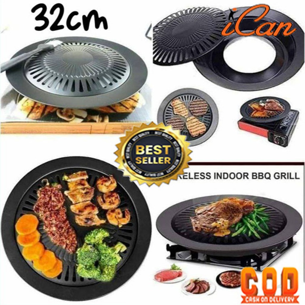 Jual Panggangan BBQ Bulat 32Cm Ultra Grill Pan Plate Smokeless Anti ...