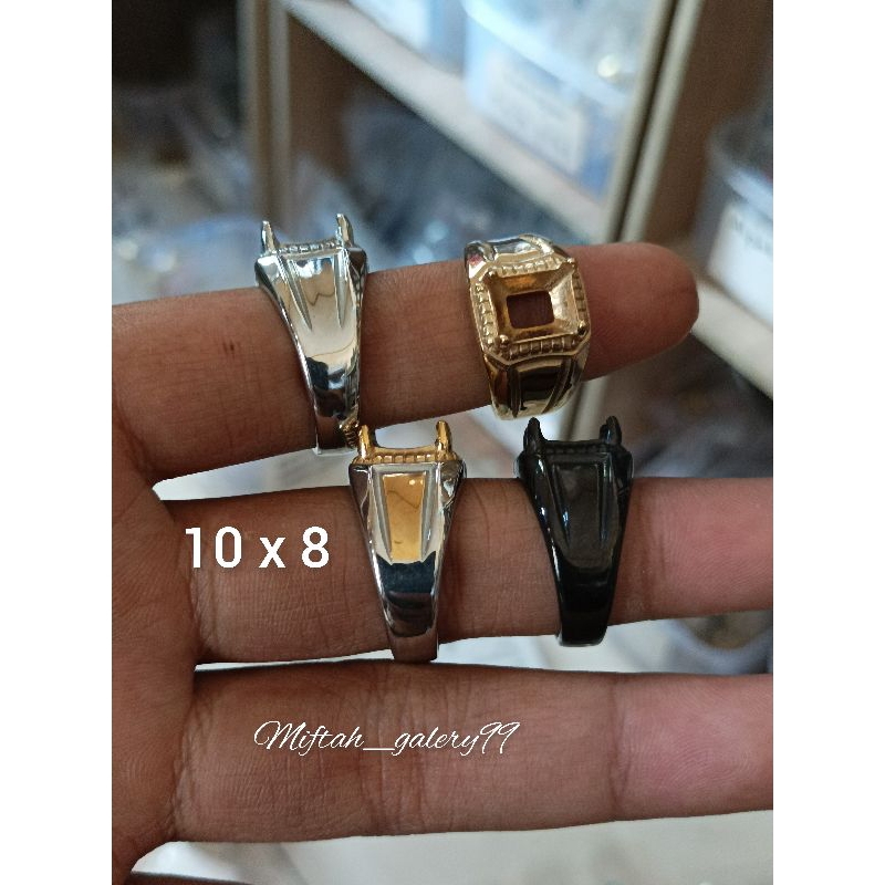 Jual Emban cincin titanium super 10x8 kotak gigi | Shopee Indonesia