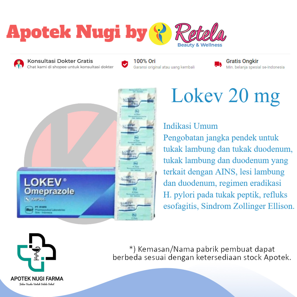 Jual Lokev 20 mg 1 Box 50 Kapsul / Omeprazole | Shopee Indonesia