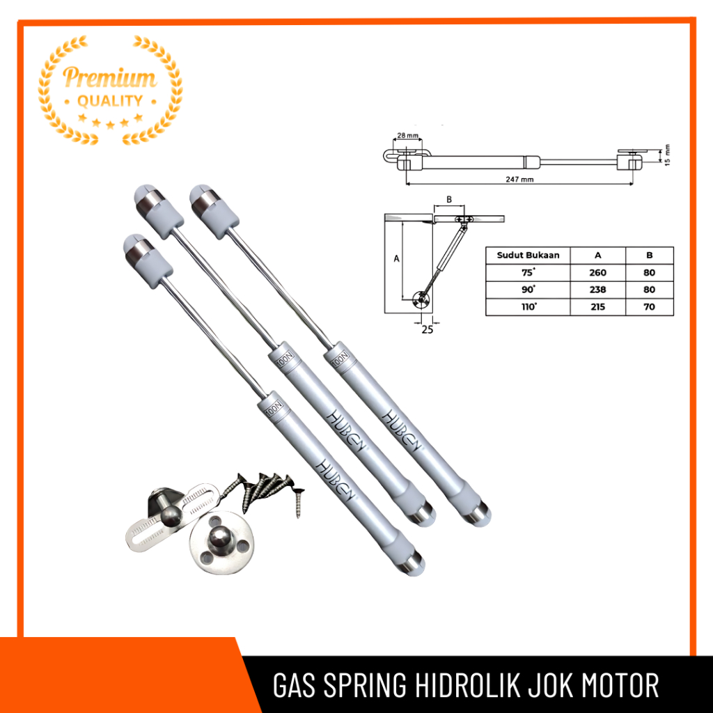 Jual Gas Spring Hidrolik Alat Pengait Penutup Pembuka Pintu Jok Motor ...
