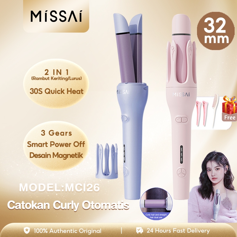 Jual MISSAI Curly Rambut Otomatis 2 IN 1 Catokan Rambut 32MM Catokan Curly Otomatis 3 Gears ...