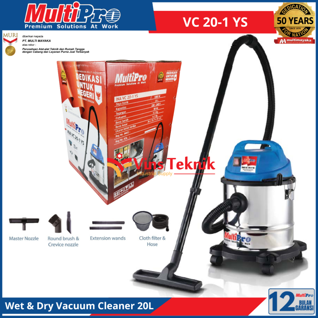 Jual Vacuum Cleaner Vacum 20L Mesin Penyedot Debu MULTIPRO VC 20-1 VC20-1YS | Shopee Indonesia