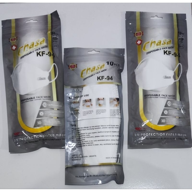 Jual masker kf94 chasa 3D streoscooic fish sachet isi 10pcs Kemenkes ...