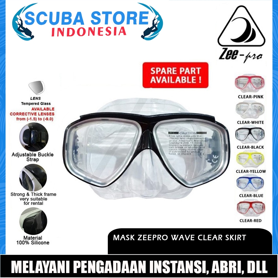 Jual Mask Zeepro Wave Clear Silicone Masker Kacamata Selam Scuba Diving ...