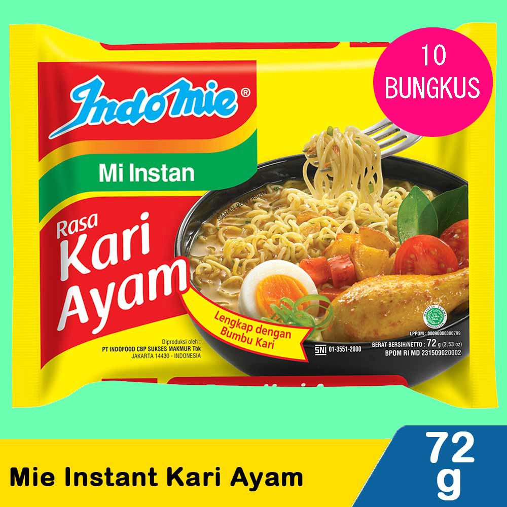 Jual INDOMIE KUAH KARI AYAM 70 GRAM PER PACK ISI 10 BUNGKUS FUN CORNER ...