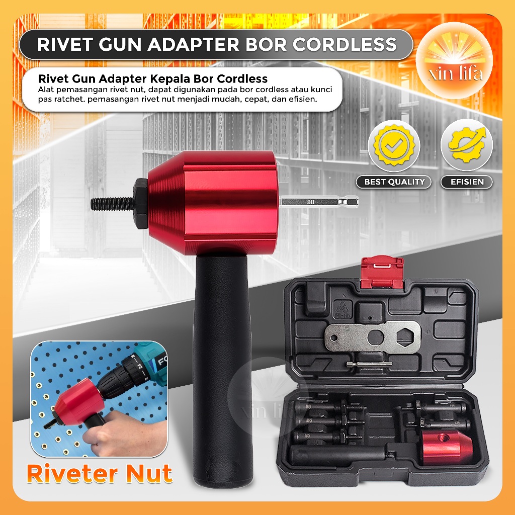 Jual Rivet Gun Adaptor for Cordless Drill Konverter Tang Rivet Adapter ...