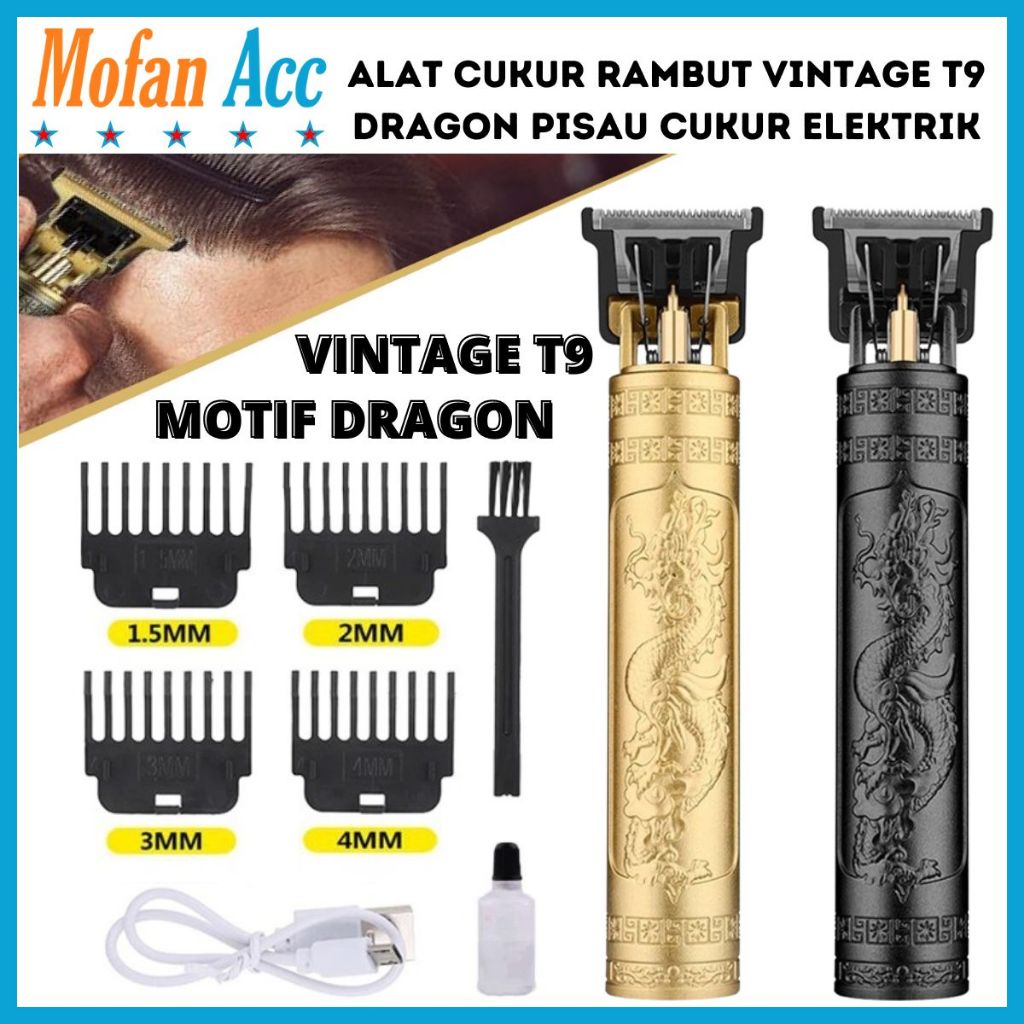 Jual Alat Cukuran Rambut Vintage T9 Motif Naga / Hair Clipper Electric / Pemangkas Jenggot Kumis ...