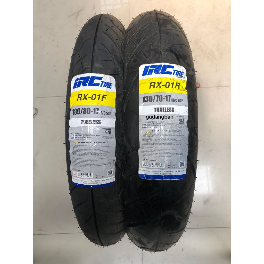 Jual ( PAKET 2 BAN - RING 17 ) RX01 !!! 100 80 17 & 130 70 17 IRC Motor Ninja Sport TUBELESS ...