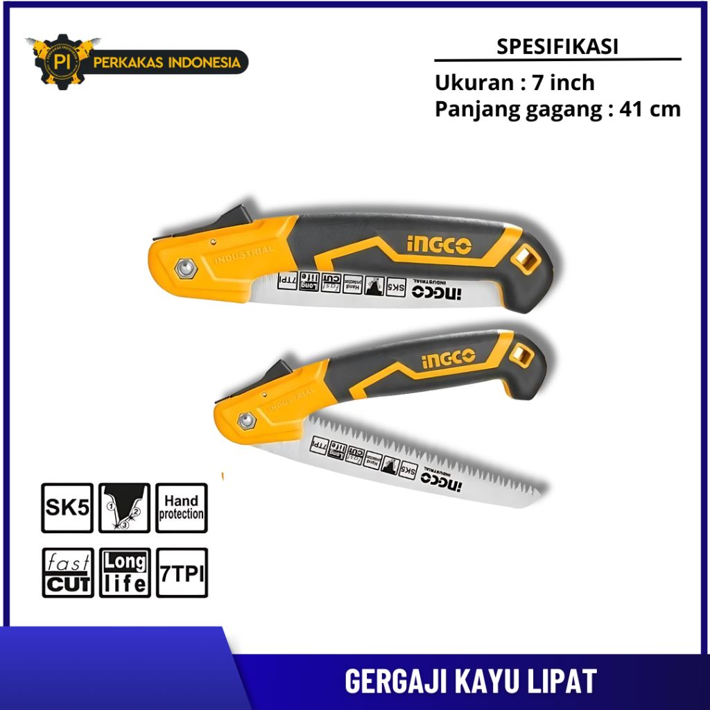 Jual Gergaji Kayu Lipat INGCO HFSW1808 Folding Saw 7inch Fast Cut ...