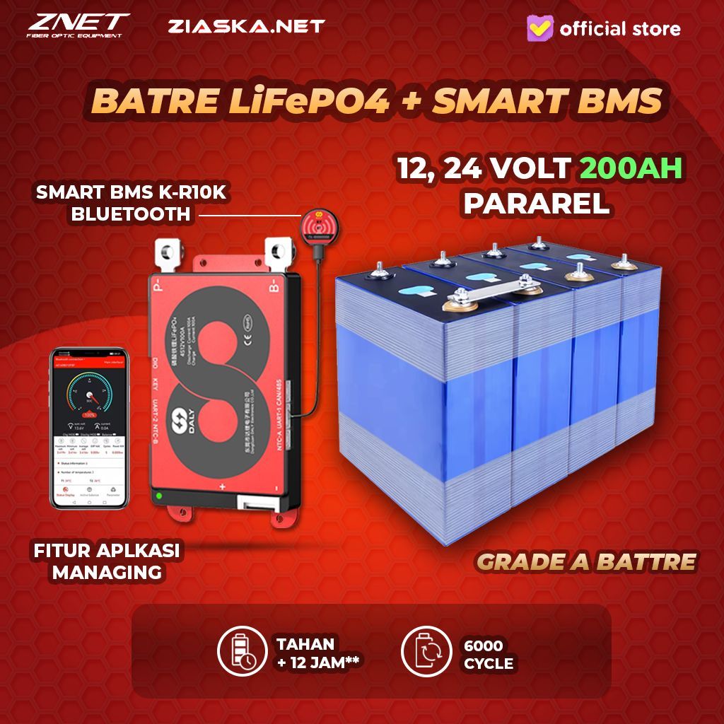 Jual Battery Batre Lifepo4 200Ah 12V 24V 48V dengan DALY BMS SMART 4S 8S 16S Bluetooth BATRE ...