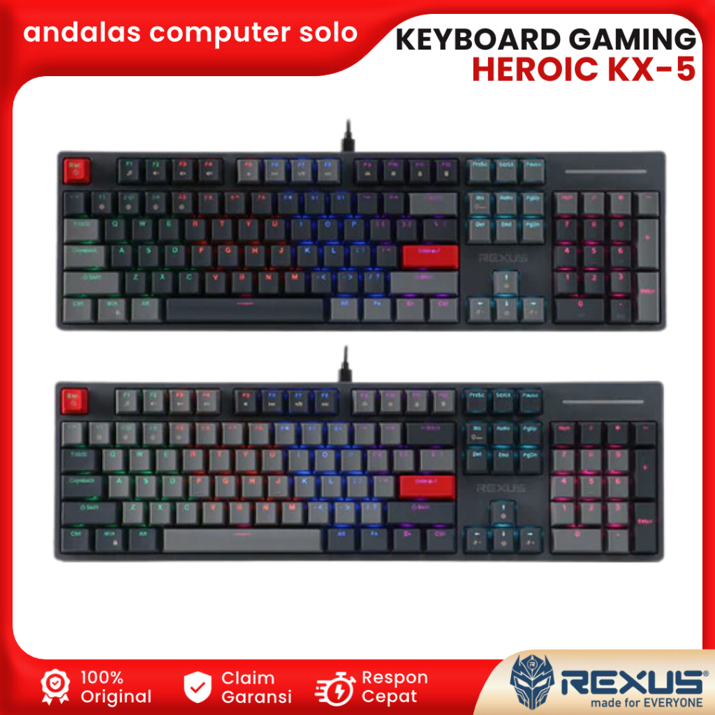 Jual KEYBOARD GAMING GAME USB KABEL MECHANICAL REXUS HEROIC KX5 KEYBOARD MECHANICAL GAMING KX-5 ...