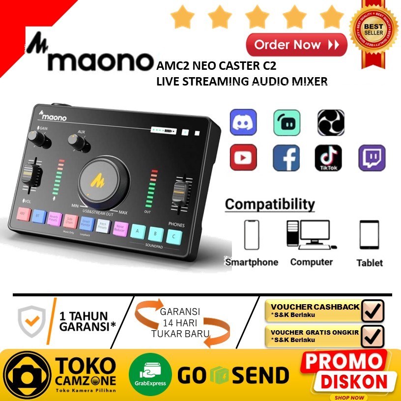 Jual MAONO AMC2 NEO Audio Interface One Stop Mixer Soundcard for Podcast Live Streaming ...