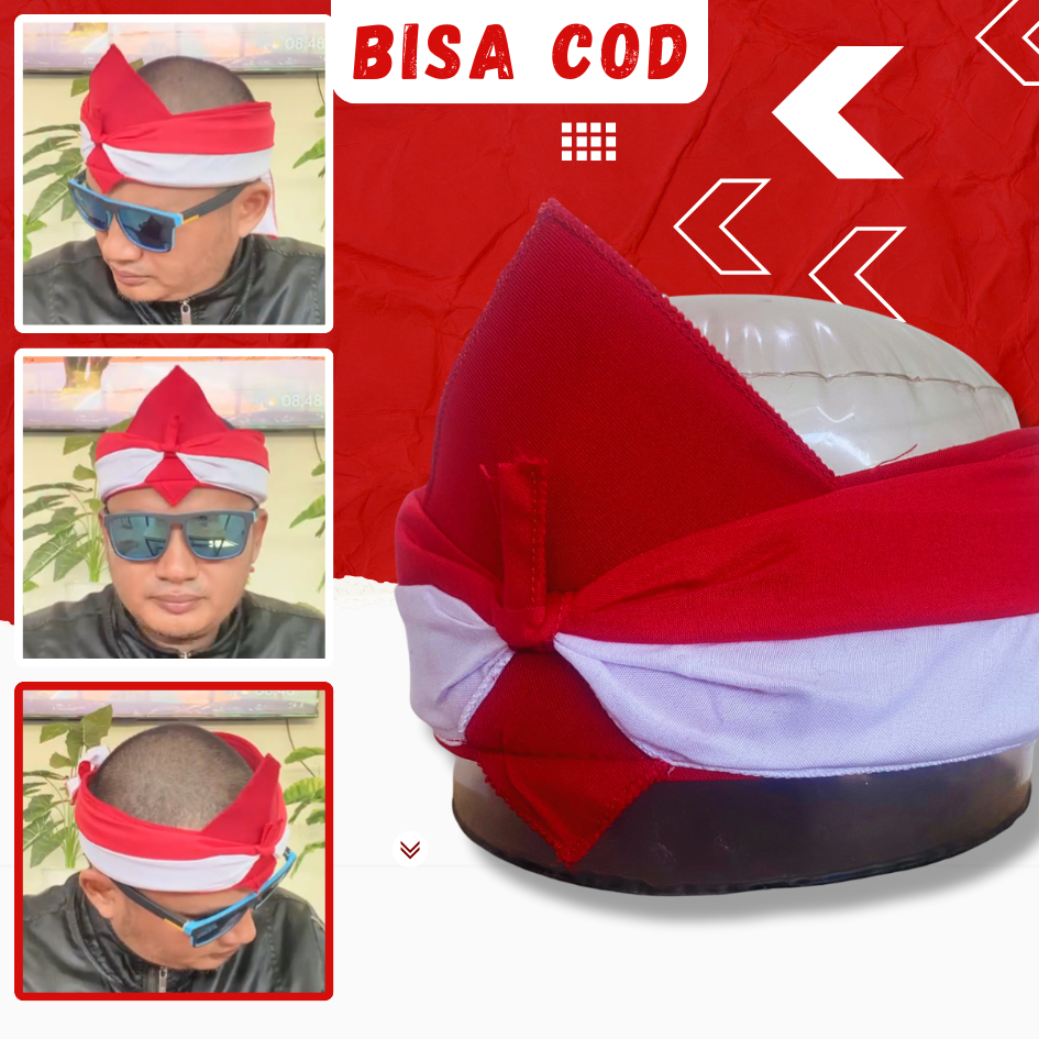 Jual Iket Kepala Sunda Merah Putih untuk Dewasa | Blangkon Bolong Batik ...