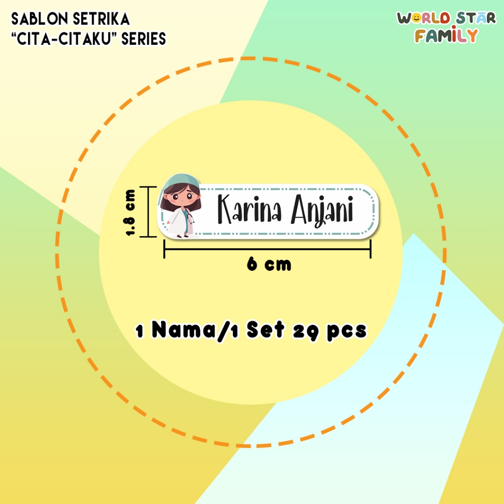 Jual WSF label nama baju anak Cita cita Label Karakter Lucu Sablon ...