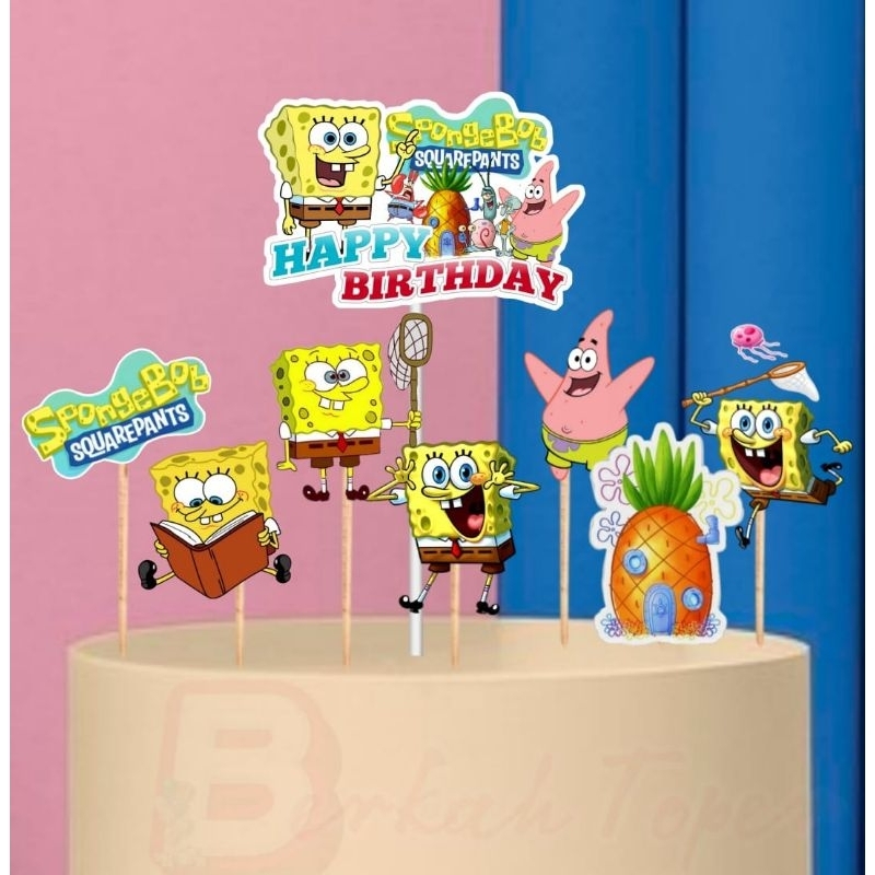 Jual toper Spongebob, happy birthday, toper karakter Spongebob | Shopee ...