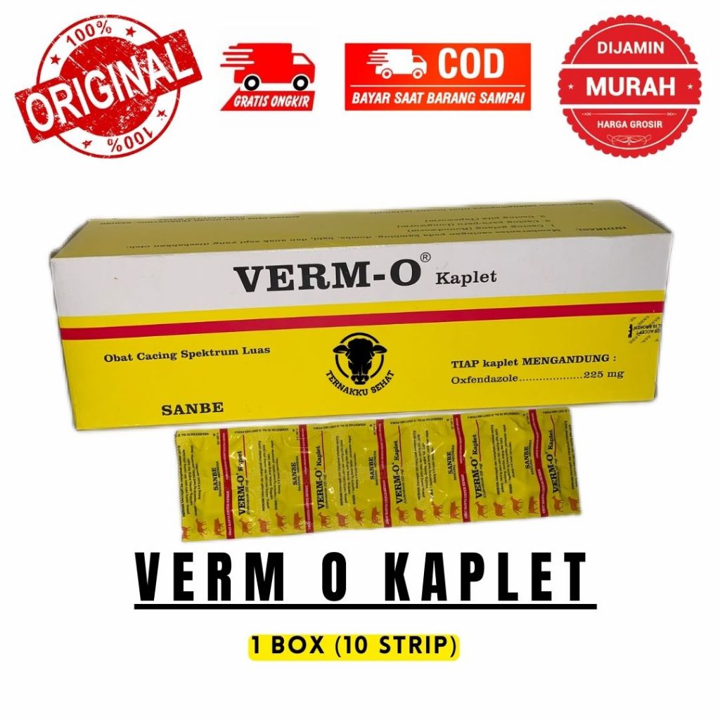 Jual VERM O KAPLET 1 BOX (10 STRIP @10 KAPLET) - Obat Cacing Kambing ...
