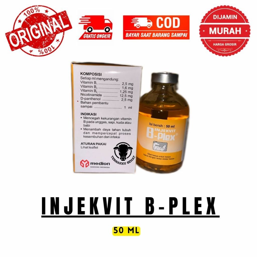 Jual INJEKVIT B PLEX 50ml - Vitamin B Complex B Kompleks Komplek Ternak ...