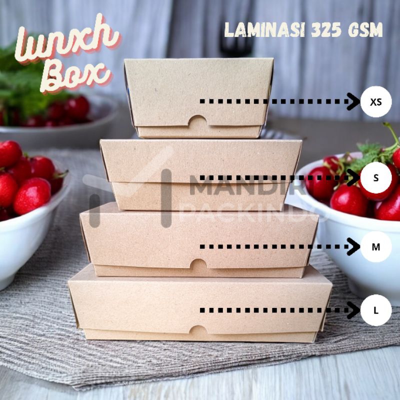 Jual Paper Lunch Box laminasi 100 pcs 325 gsm | paper kraft lunch box exstra small medium large ...