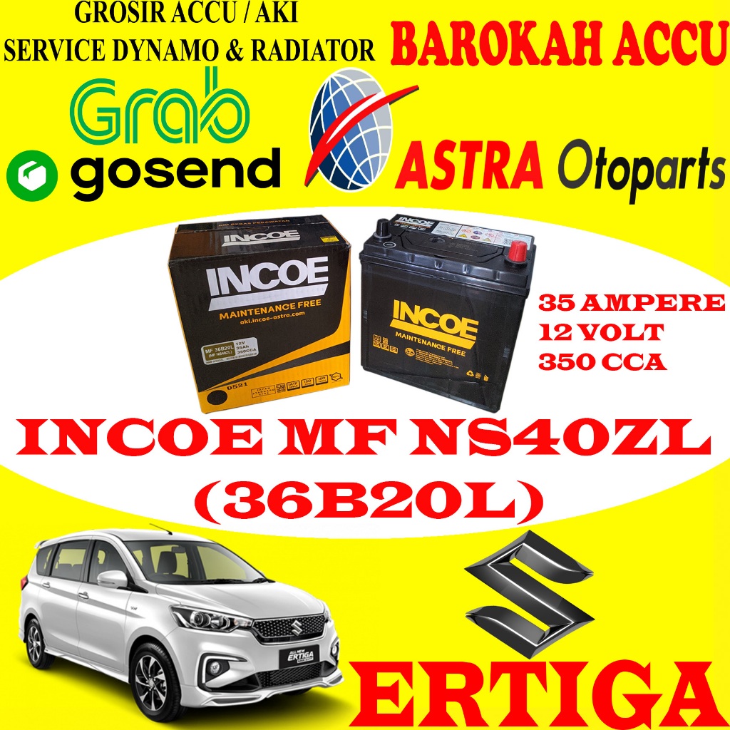 Jual AKI MOBIL SUZUKI ERTIGA INCOE MF NS40ZL / 36B20L , 35 AH ASTRA OTOPARTS | Shopee Indonesia