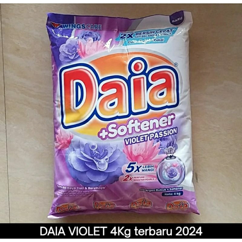 Jual Daia VIOLET 4kg detergent bubuk + softener deterjen laundry | Shopee Indonesia