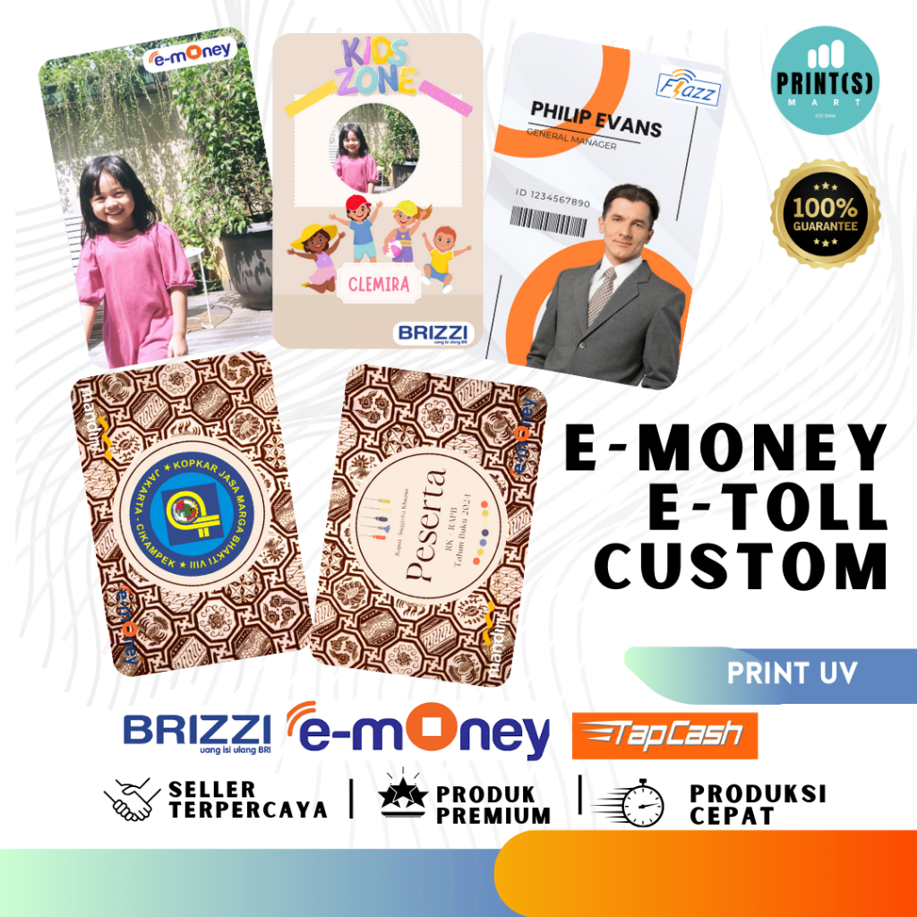 Jual Etoll E-Toll Emoney E-Money Custom Print Foto ID Card Gambar Saldo ...
