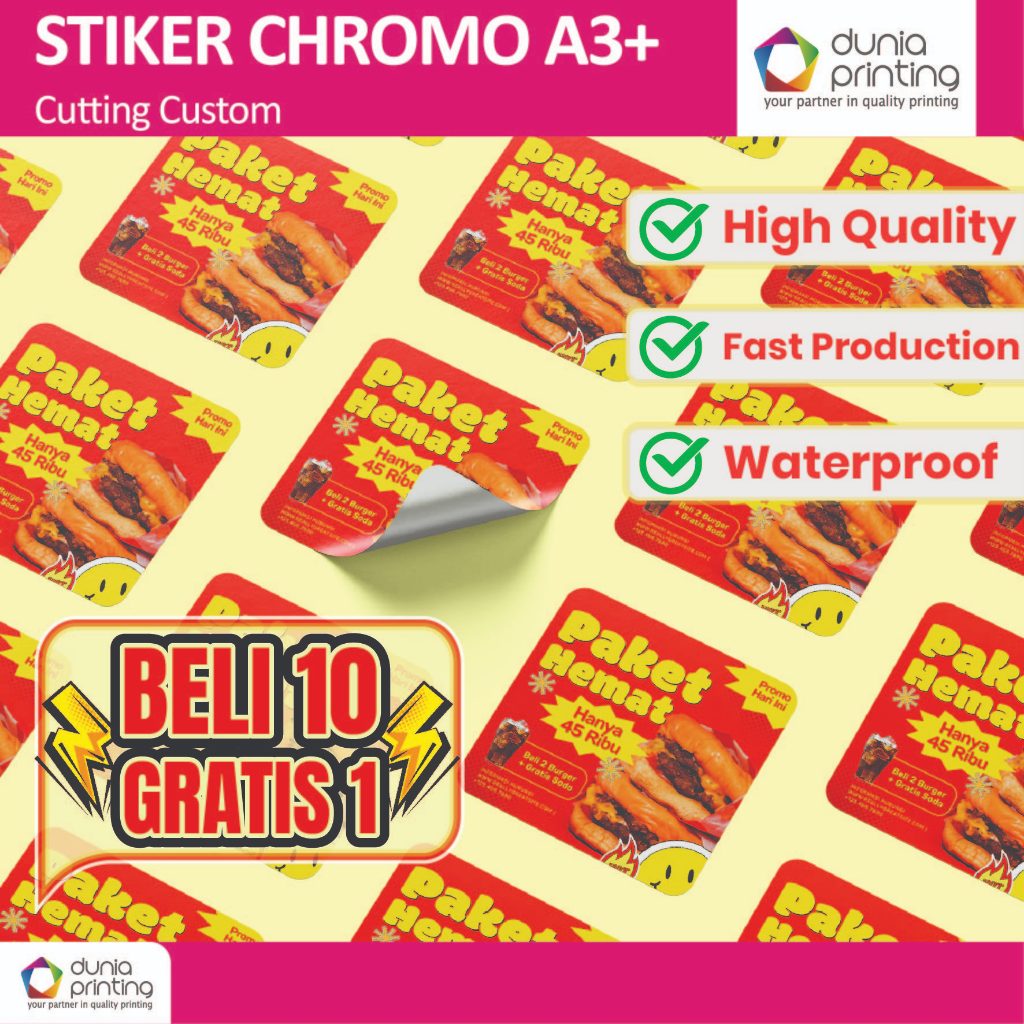 Jual Cetak Sticker Label - sticker Chromo + Cutting | Shopee Indonesia