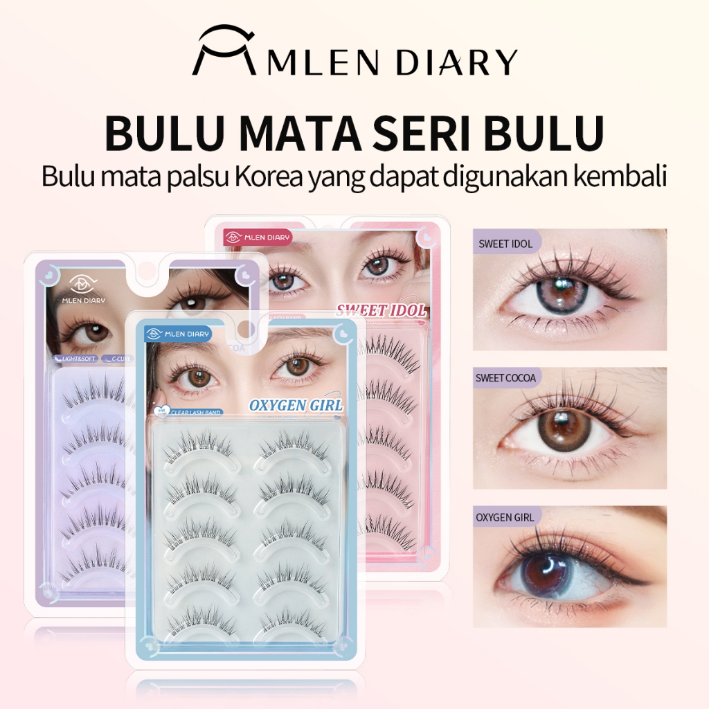 Jual MLEN DIARY Natural Nude Makeup Bulu Mata Palsu Utuh Bulu Mata ...