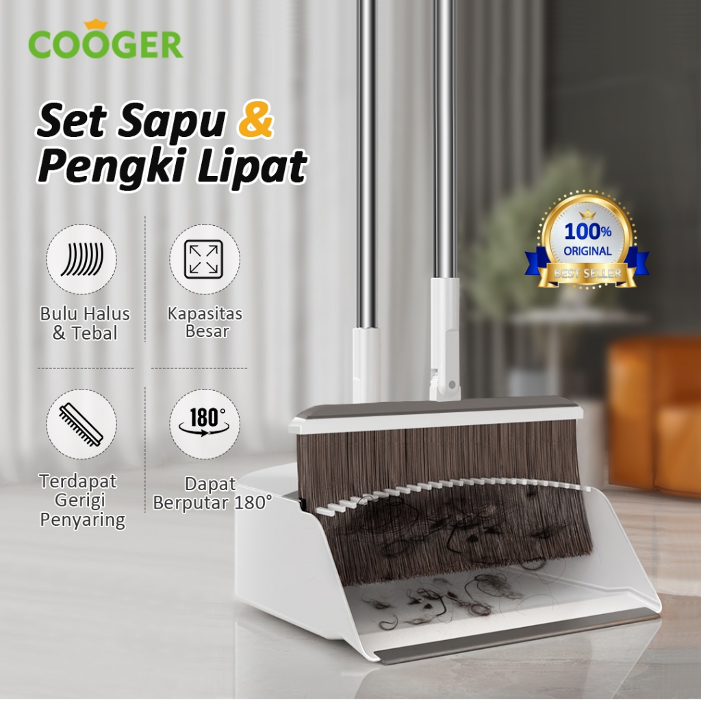 Jual COOGER Sapu Dan Pengki Set Upgrade Gerigi Lipat Folding Broom Set ...
