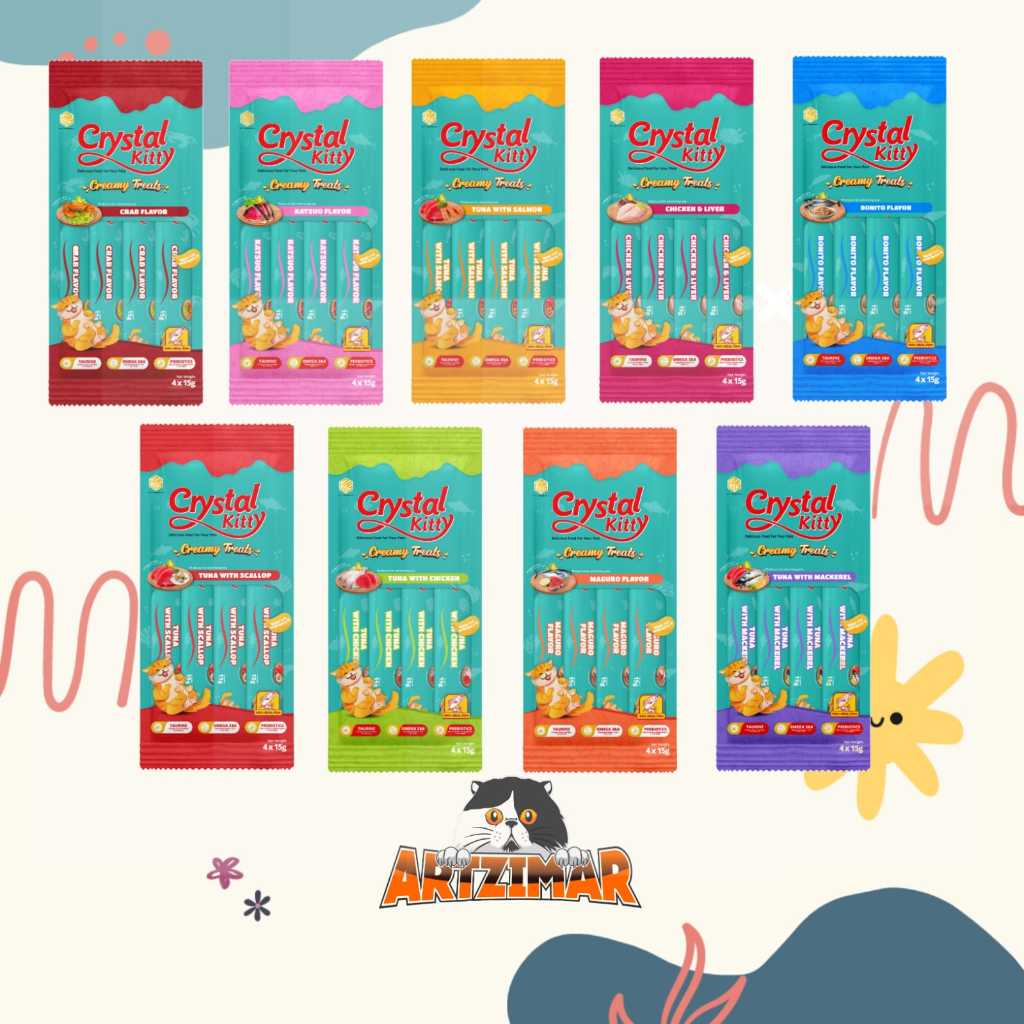 Jual Crystal Kitty Creamy Isi 4 60gr All Varian Snack Kucing Cemilan ...