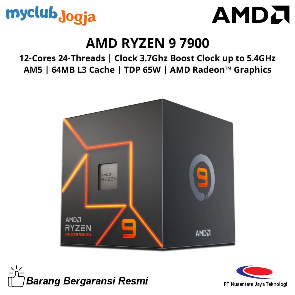 Jual Processor AMD Ryzen 9 7900 BOX, AM5, 12-Cores 24-Threads, 3.7GHz ...