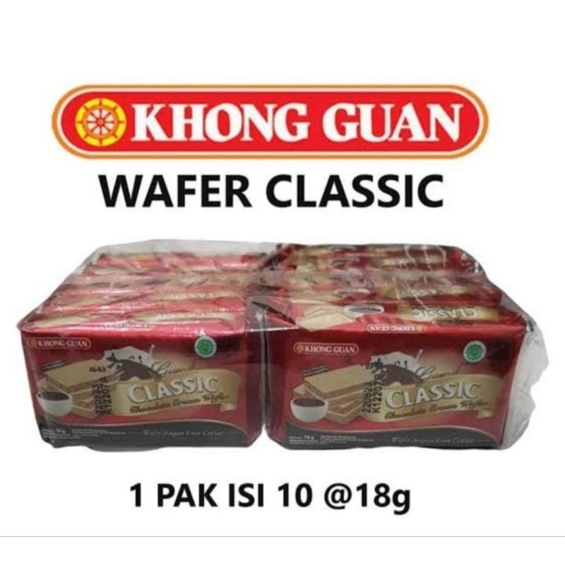Jual WAFER KHONG GUAN CLASSIC RASA COKLAT 1 PACK ISI 10 | Shopee Indonesia