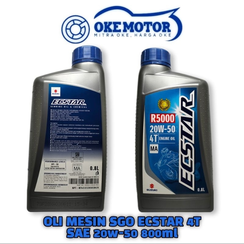 Jual Oli SGO Ecstar R5000 SUZUKI 4T SAE 20W-50 800ml & 1000ml | Shopee ...