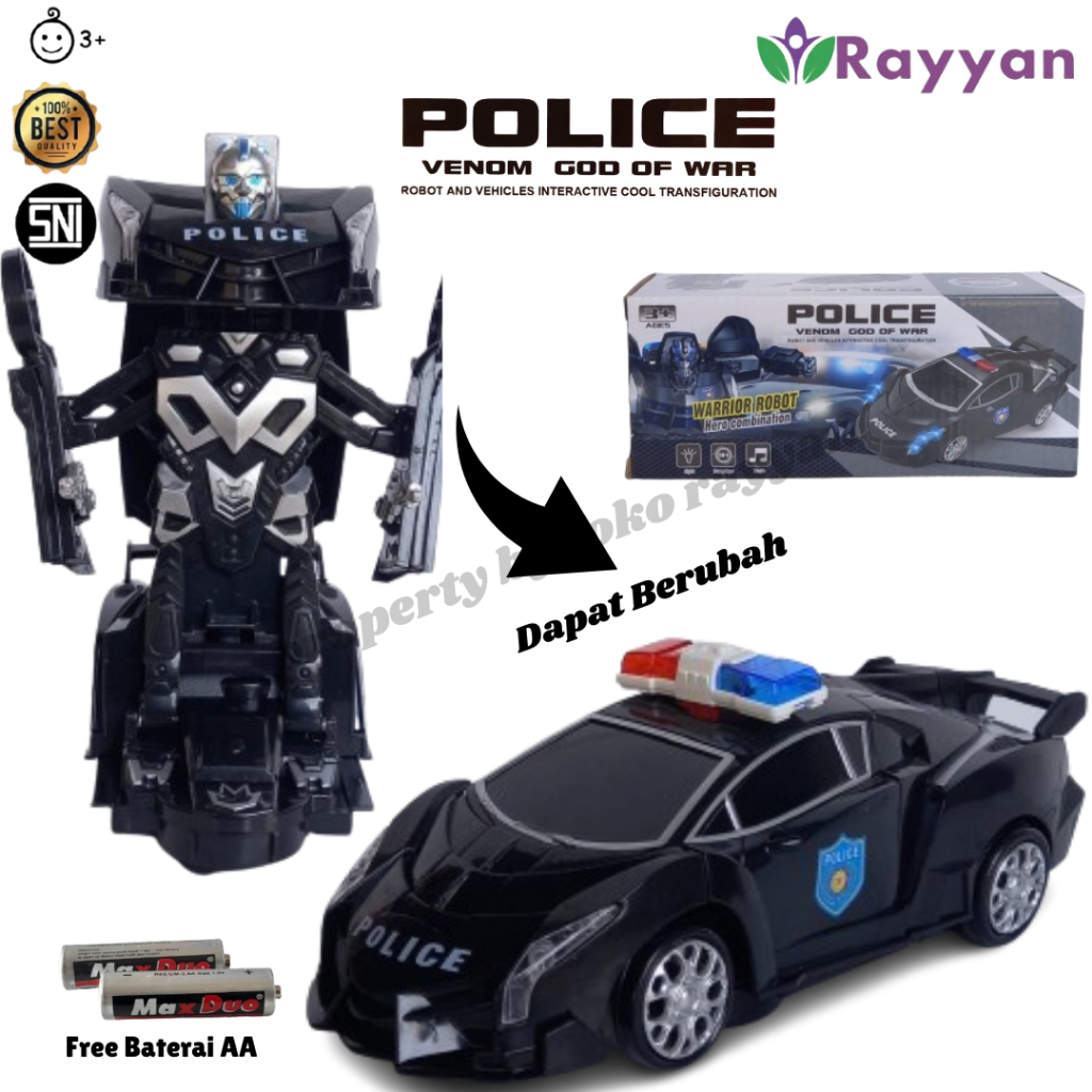 Jual Mainan Anak Mobil Polisi Hitam Venom God Of War / Warrior Robot ...