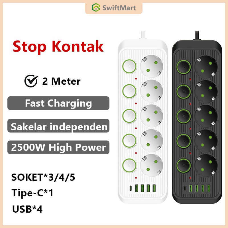 Jual 【Ready】New Power Stop Kontak 2/3/5M Stop Kontak Colokan Fast Charging 4 USB Port +5 Lubang ...