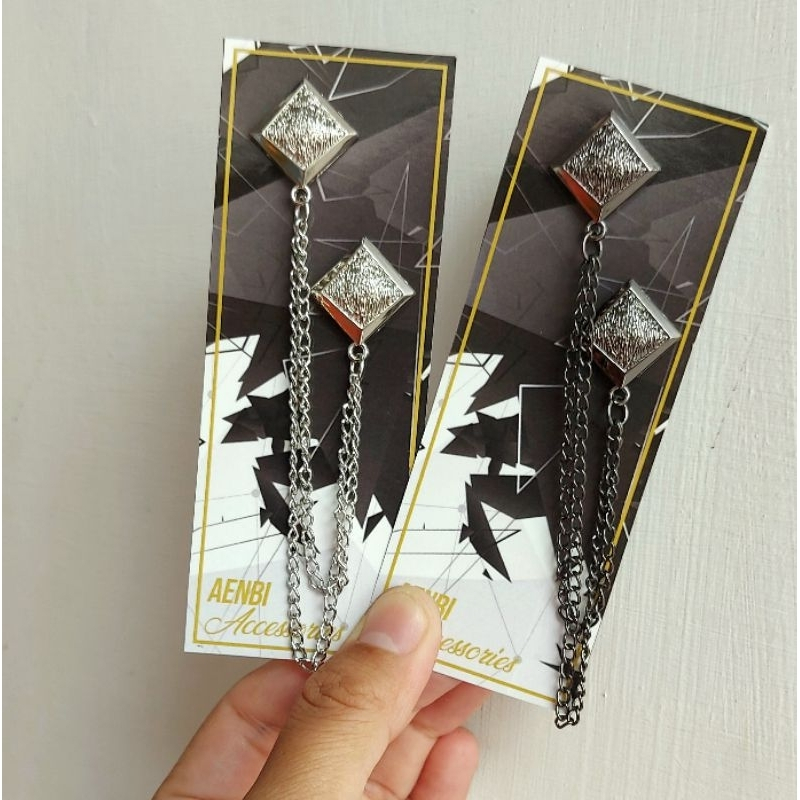 Jual Lapel pin rantai / bros rantai jas / kemeja - pin kerah wajik ...