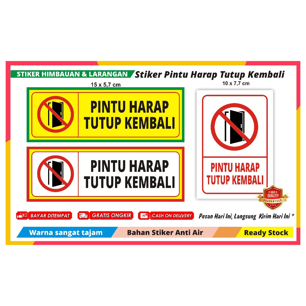 Jual STIKER PINTU HARAP TUTUP KEMBALI | Shopee Indonesia
