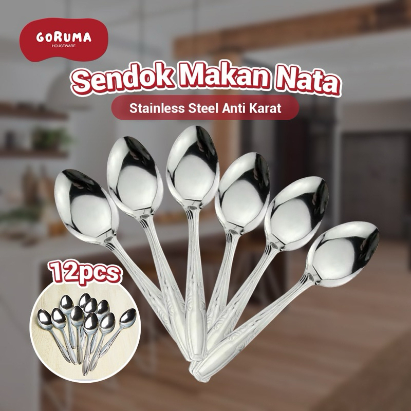 Jual GORUMA - Sendok Makan Nata / Sendok Makan stainless isi 1 lusin (12 pcs) / Sendok Makan ...