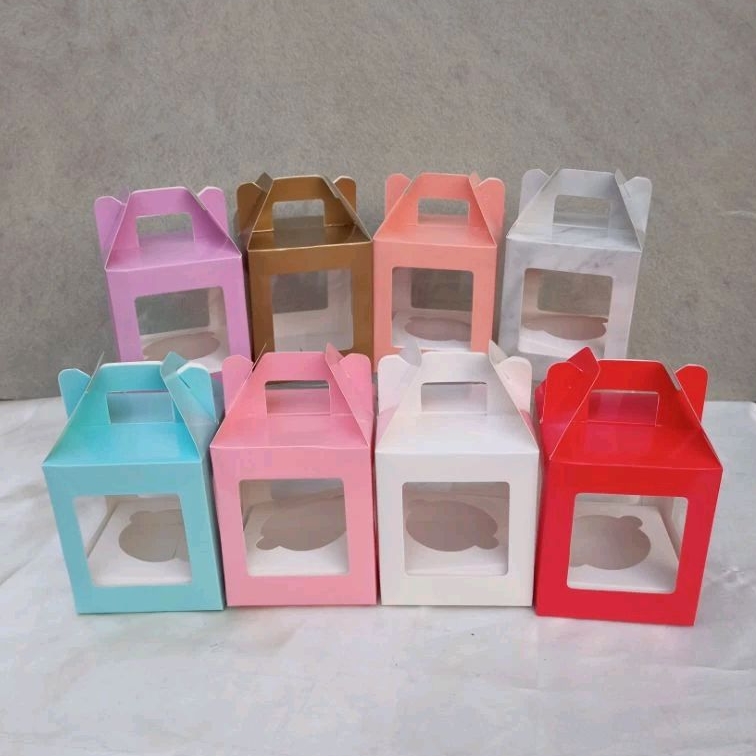 Jual BOX CUPCAKE SATUAN POLOS / POLKADOT DENGAN LAMINASI DUS CUPCAKE ...