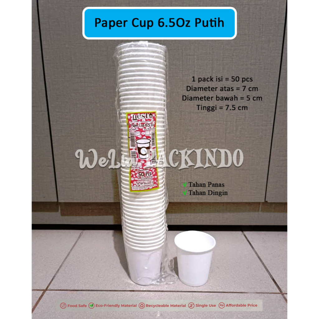 Jual Paper Cup 6.5Oz Putih Kraft Nesto / Gelas Kertas / Gelas Kopi ...