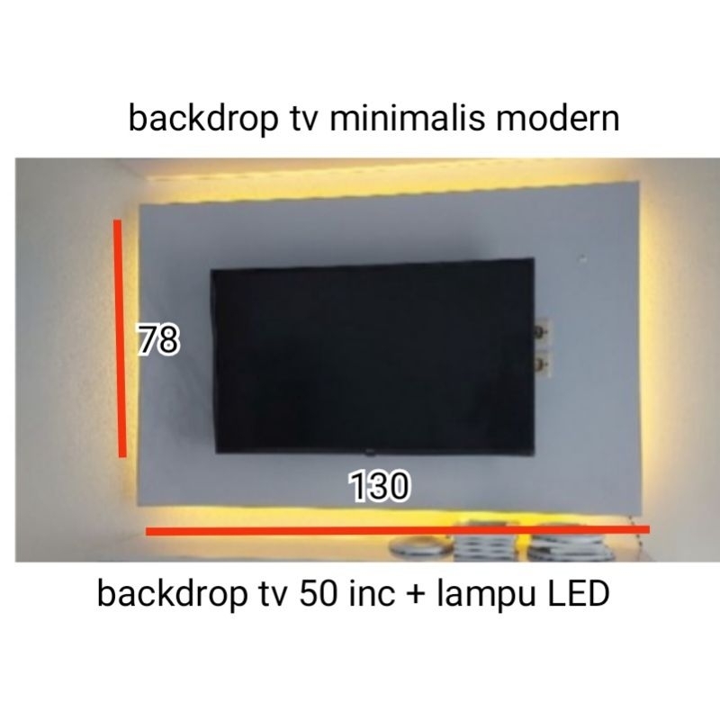 Jual Backdrop tv 50 inc minimalis modern + lampu LED | Shopee Indonesia