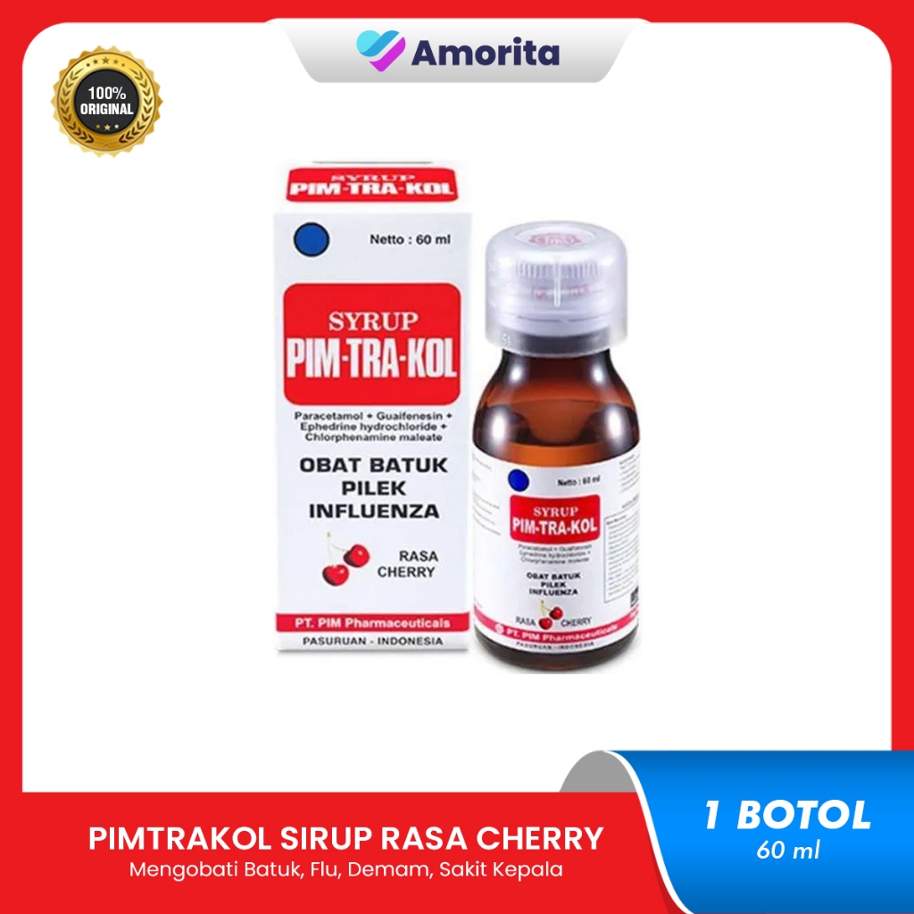 Jual Pimtrakol Sirup Rasa Cherry 60ml - Obat Pereda Demam, Batuk, Pilek ...