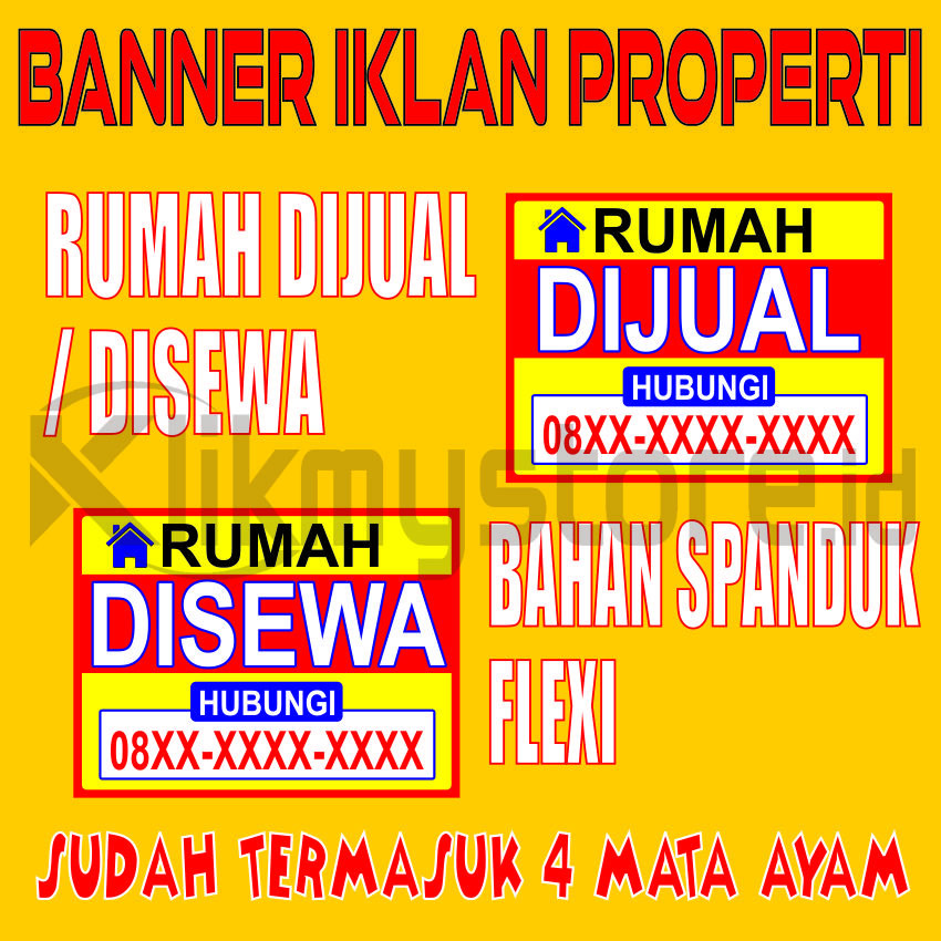 Jual Banner Iklan Properti Rumah Dijual Cetak Spanduk Flexi Ruko Disewa ...