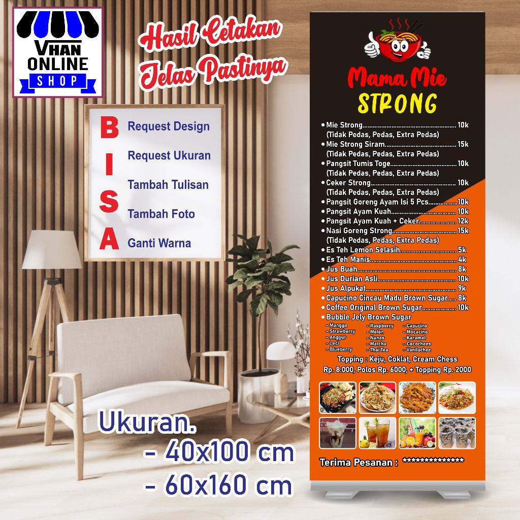 Jual Daftar Menu Bahan Spanduk MMT Spanduk Jajanan Warung | Shopee ...