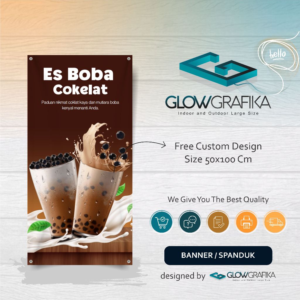 Jual Cetak Spanduk Banner Es Boba Coklat | Shopee Indonesia