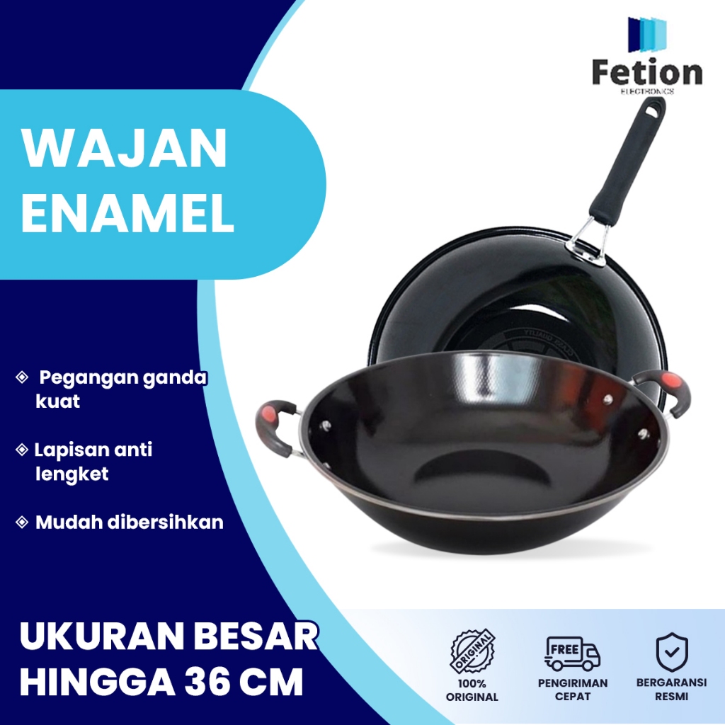 Jual PAKET HEMAT Wajan Ukuran 32GK + 34KK Wajan Enamel Anti Lengket ...