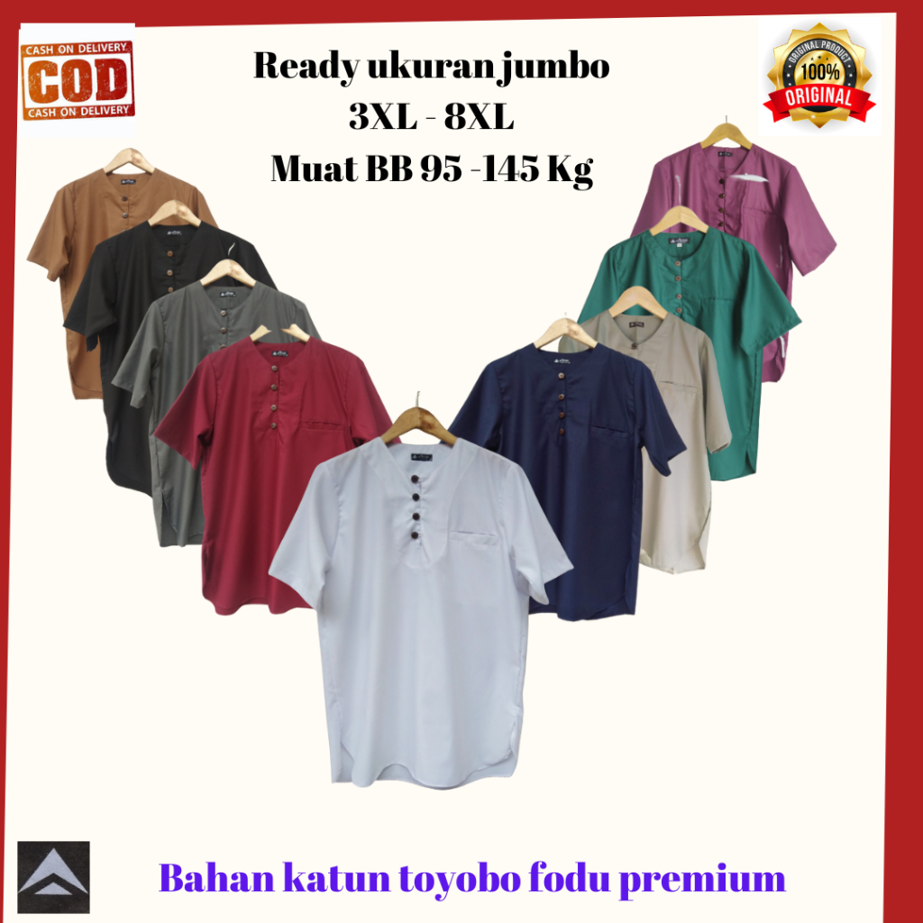 Jual Baju koko jumbo dewasa 3XL - 8XL Lengan Pendek katun toyobo ...