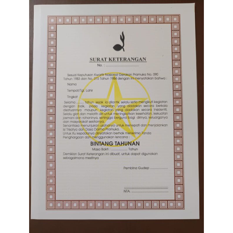 Jual Sertifikat pramuka Bintang tahunan (kuning) | Shopee Indonesia