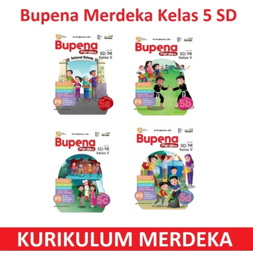 Jual ORI harga satuan buku teks BUPENA kurikulum merdeka untuk SD/mi kelas 5 penerbit Erlangga ...